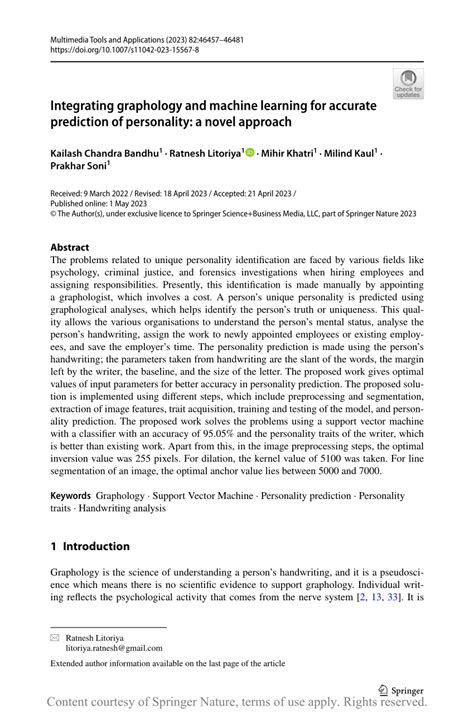 Integrating Graphology And Machine Learning For Accurate Prediction Of