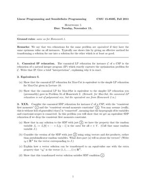 Homework 4 Linear And Semidefinite Programming By Anupam Gupta And