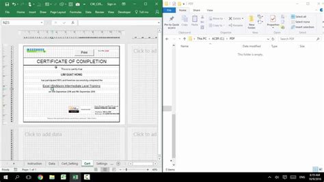 how to auto generate certificate from excel sheet prntbl