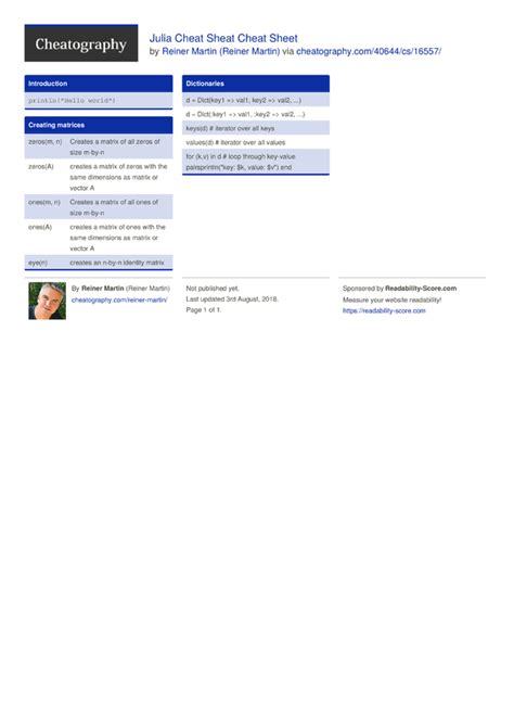 Julia Cheat Sheet