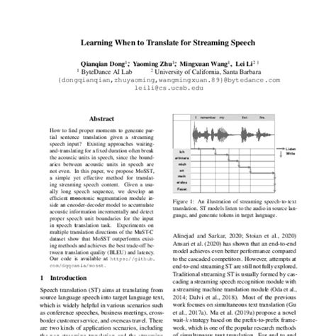 Learning When To Translate For Streaming Speech Acl Anthology