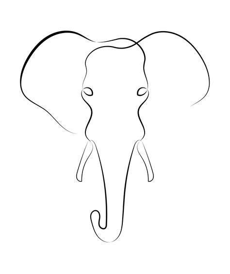 African Elephant Line Drawing