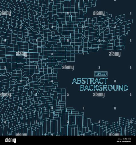 Abstract Vector Wireframe Landscape Background Cyberspace Grid 3d Technology Illustration