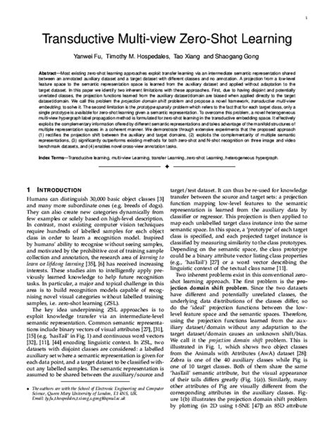 Pdf Transductive Multi View Zero Shot Learning