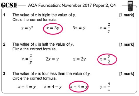 Linear Equations Forming Solving Foundation Gcse Questions Aqa