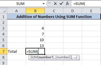 Add Numbers In Excel Using Formula And Functions