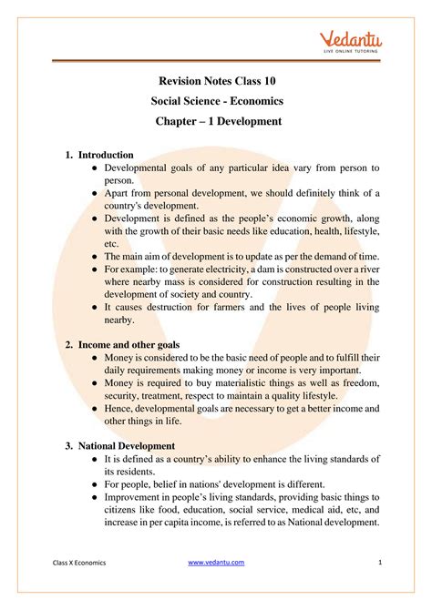 Solution Cbse Class Economics Chapter Notes Development Studypool