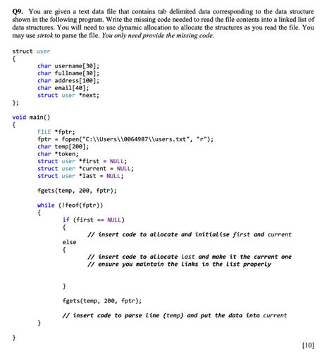 Solved Q9 You Are Given A Text Data File That Contains Tab