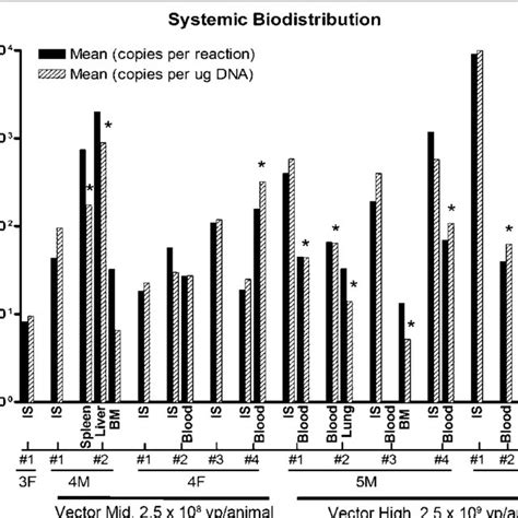Biodistribution Of Vector Dna Quantitative Pcr Values For Mean Copies Download Scientific
