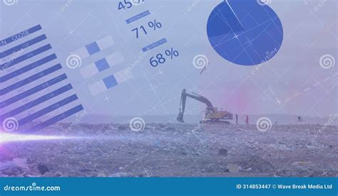 image of multiple graphs with database moving over bulldozer unloading