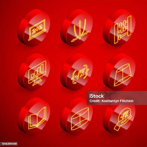 선 칠판 그래프 일정 차트 다이어그램 주판 그래프가 있는 컴퓨터 모니터 X 글리프의 제곱근 기하학적 도형 책 열기 및 실린더