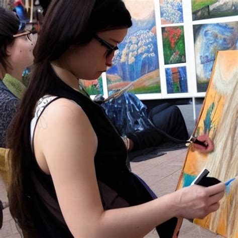 An Artist Dressed Like Da Vinci Is Drawing A Painting On A Large IPhone The Painting He Drawn