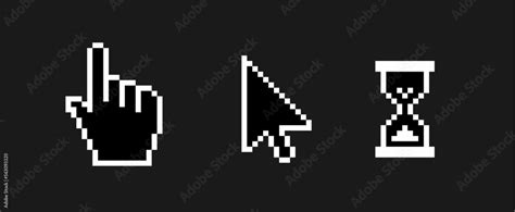 Cursor Arrow Hand Click And Hourglass Loading Or Waiting Icons Classical Dark Mode Windows Xp