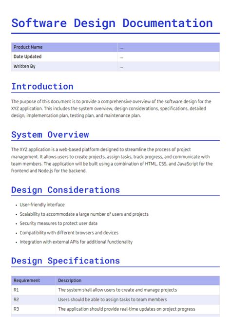 Documentation Sample Template Template Samples