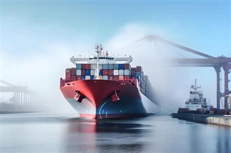 Premium Ai Image Loading Or Unloading Of A Vessel Carrying Sea Containers Cargo Port And