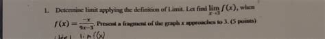Solved 1 Determine Limit Applying The Definition Of Limit Chegg Com