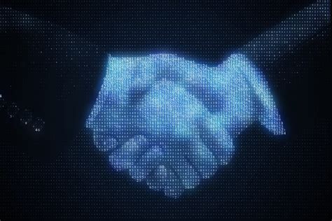 Binary Code Handshake Vertex Cyber Security