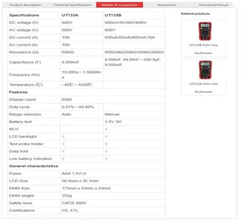 Uni T Palm Size Digital Multimeter Ut133a In Pakistan