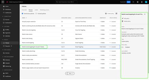 Manage Data Usage Policies In The Ui Adobe Experience Platform