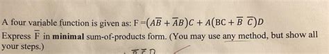 Solved A Four Variable Function Is Given As Fab Ābc