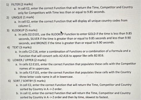 Solved Hello Below Are Excel Questions In Which Im