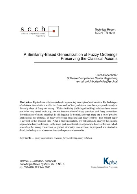 Pdf A Similarity Based Generalization Of Fuzzy Orderings Preserving