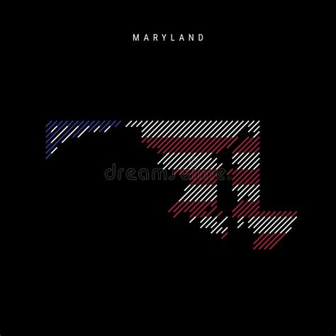 Maryland Us State Hatched Silhouette Map Of Slanted Lines Pattern Flat Vector Illustration