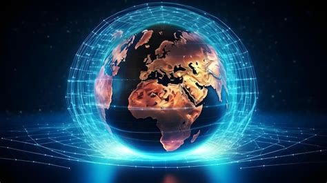 Premium Photo Digital World Globe Centered On America Concept Of Global Network And