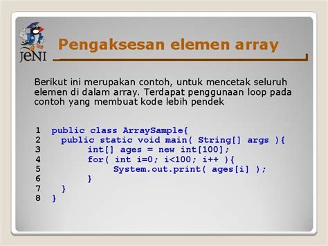 java array pengenalan pemrograman 1 versi 2 0