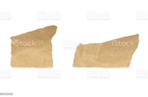 흰색 배경에 재활용 종이 공예 스틱 흰색 갈색 종이 찢어진 또는 흰색 배경에 고립 된 종이 조각에 찢어진 종이 세트 0명에 대한
