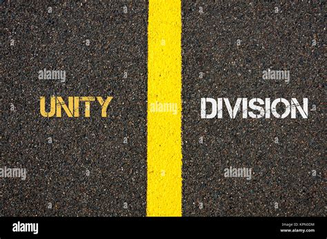 Antonym Concept Of UNITY Versus DIVISION Stock Photo Alamy