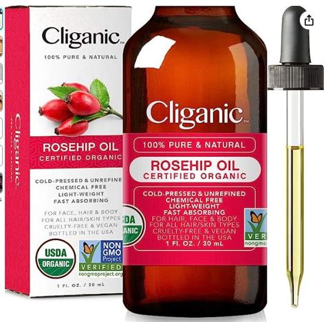 Cliganic Usda Organic Rosehip Seed Oil For Face 100 Pure Natural
