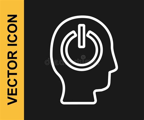 White Line Power Button Icon Isolated On Black Background Start Sign Stock Vector