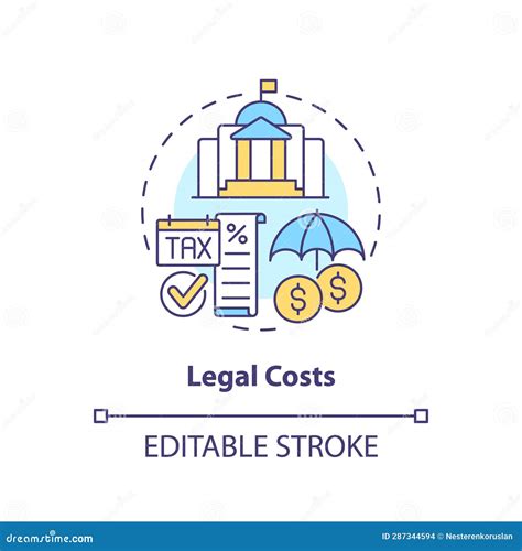 2d Customizable Legal Costs Line Icon Concept Stock Vector