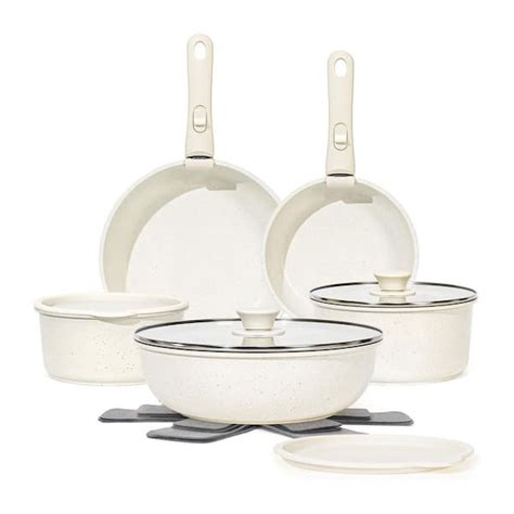 Granite 15 Piece Nonstick Cookware Set White With Removable Handles