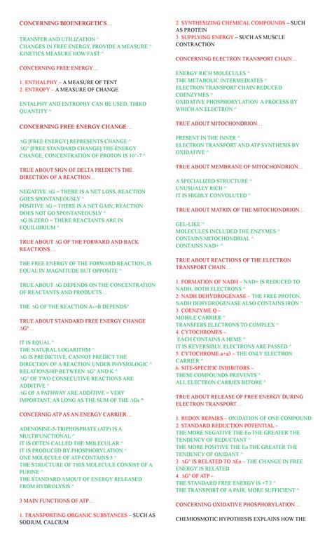 Biochem Midterms Concerning Bioenergetics Transfer And Utilization