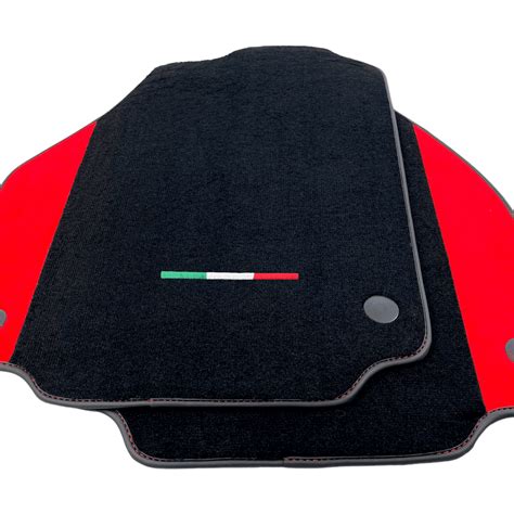 Black Floor Mats For Ferrari 488 Pista Spider Red Alcantara Leather