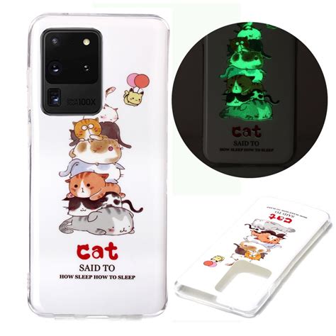 For Samsung Galaxy S20 Ultra Luminous Tpu Soft Protective Case Cats