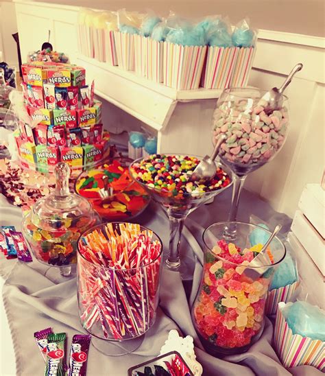 Rainbow Candy Table We Made For A Sweet 16 Party Sweet 16 Candy Candy Buffet Ideas Birthday
