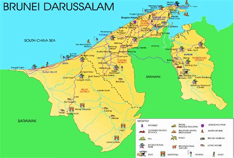 Detailed Tourist Map Of Brunei Brunei Asia Mapsland Maps Of The