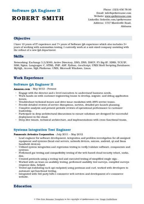 10 Software QA Engineer Resume Samples Templates For 2025
