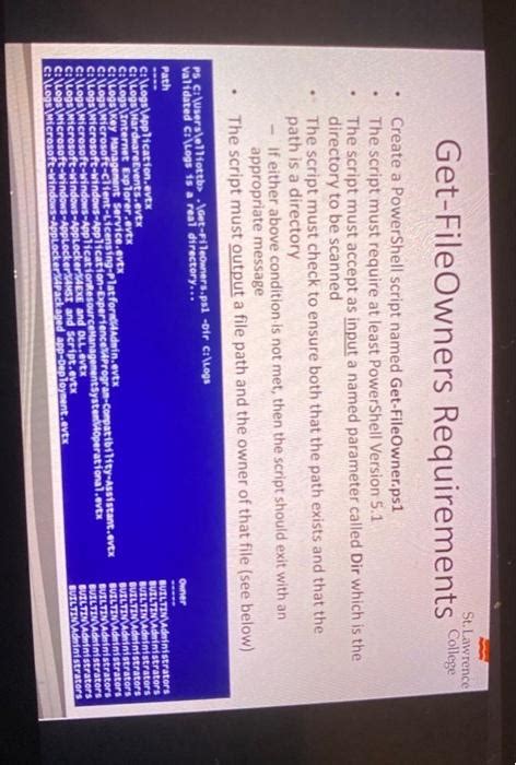 Solved Get FileOwners Requirements St Lawrence College Chegg