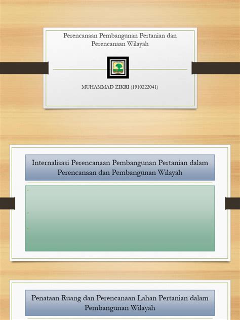 Muhammad Zikri Pembangunan Pertanian Dalam Perencanaan Dan
