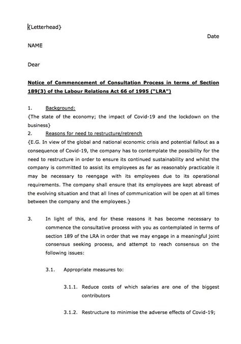 Retrenchment Letter Template Letter Templates Lettering Reference Letter