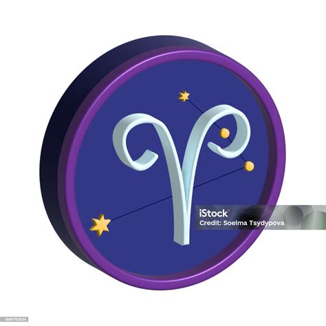 조디악 표지판 양자리 3d 그림 흰색 배경에 둥근 아이콘 격리 별자리 양자리와 파란색 3 차원 반지 양자리에 대한 스톡 벡터 아트 및 기타 이미지 Istock