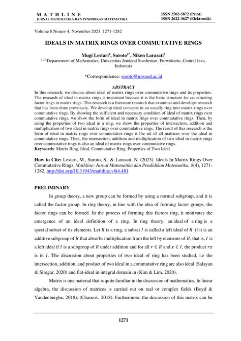 Pdf Ideals In Matrix Rings Over Commutative Rings