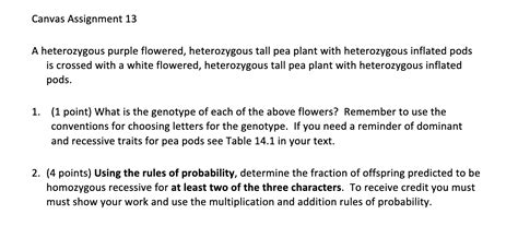 Solved Canvas Assignment 13 A Heterozygous Purple Flowered