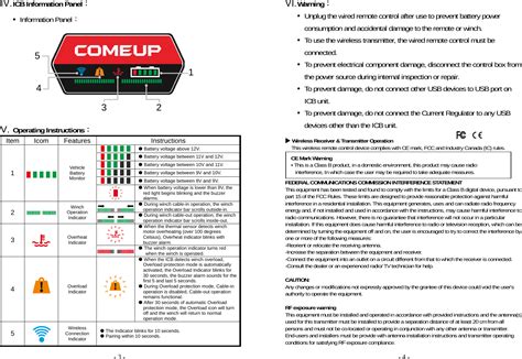 Comeup Icb Wireless Remote Control User Manual