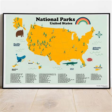 Mapa De Parques Nacionales De Estados Unidos Descarga Instantánea