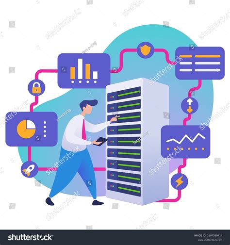Server Maintenance Monitoring Tools Managed Server Stock Vector